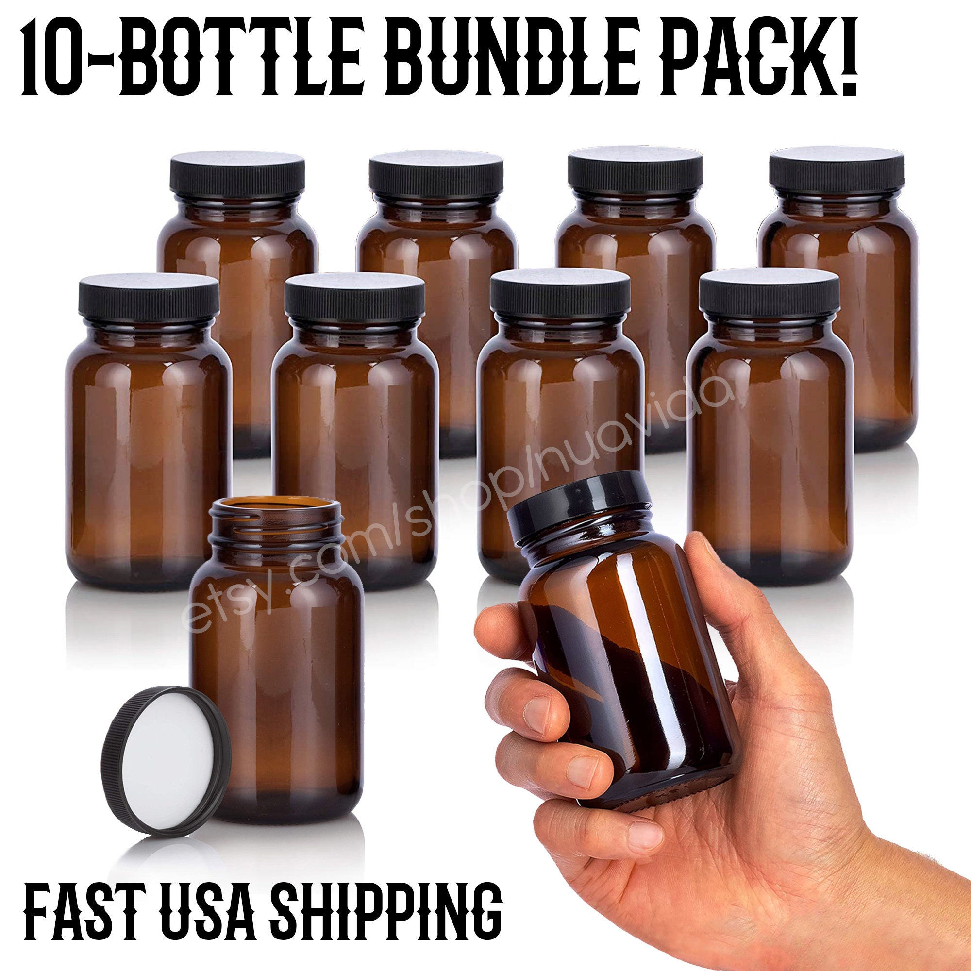 Pill Organizer, Glass Pill Bottle, Vintage Pill Bottle, Vitamin Bottles ...