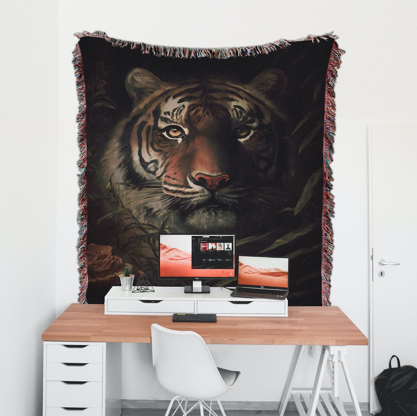 Tiger Lurks Blanket: Woven Throw Blanket, Woven Wall Hanging, Boho ...