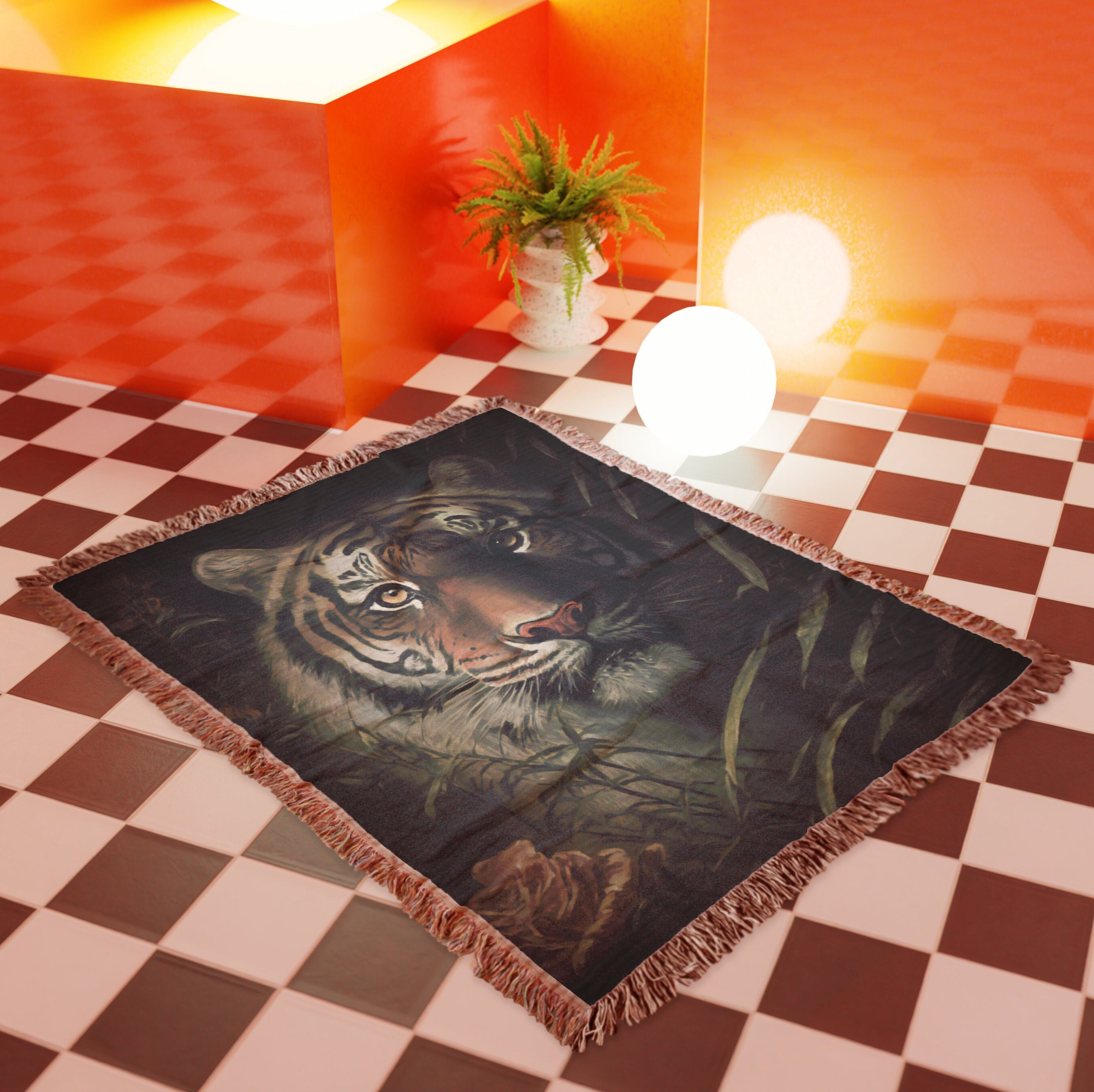 Tiger Lurks Blanket: Woven Throw Blanket, Woven Wall Hanging, Boho ...