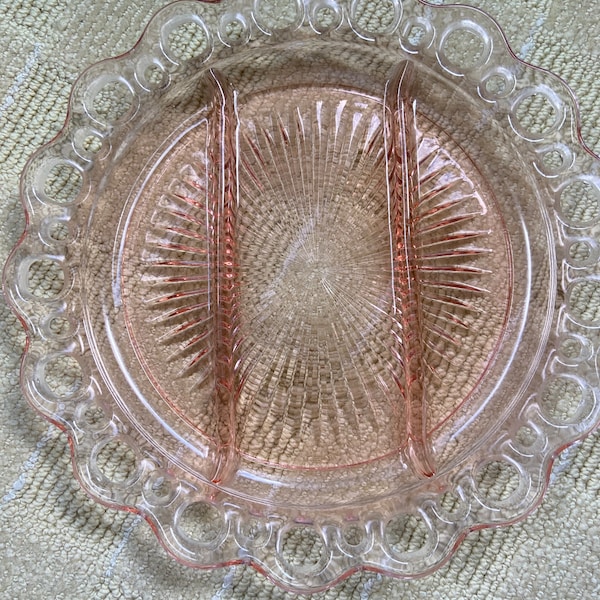 Pink Depression Glass Divided Plate - Etsy