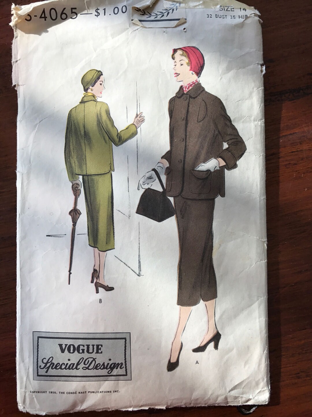 Vintage Vogue 'special Design' Pattern - Suit - 1950 - Size 14, Bust 32 ...