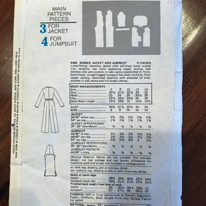 Vintage Very Easy Vogue Pattern 9388 - Jacket and Jumpsuit - Size 10 ...