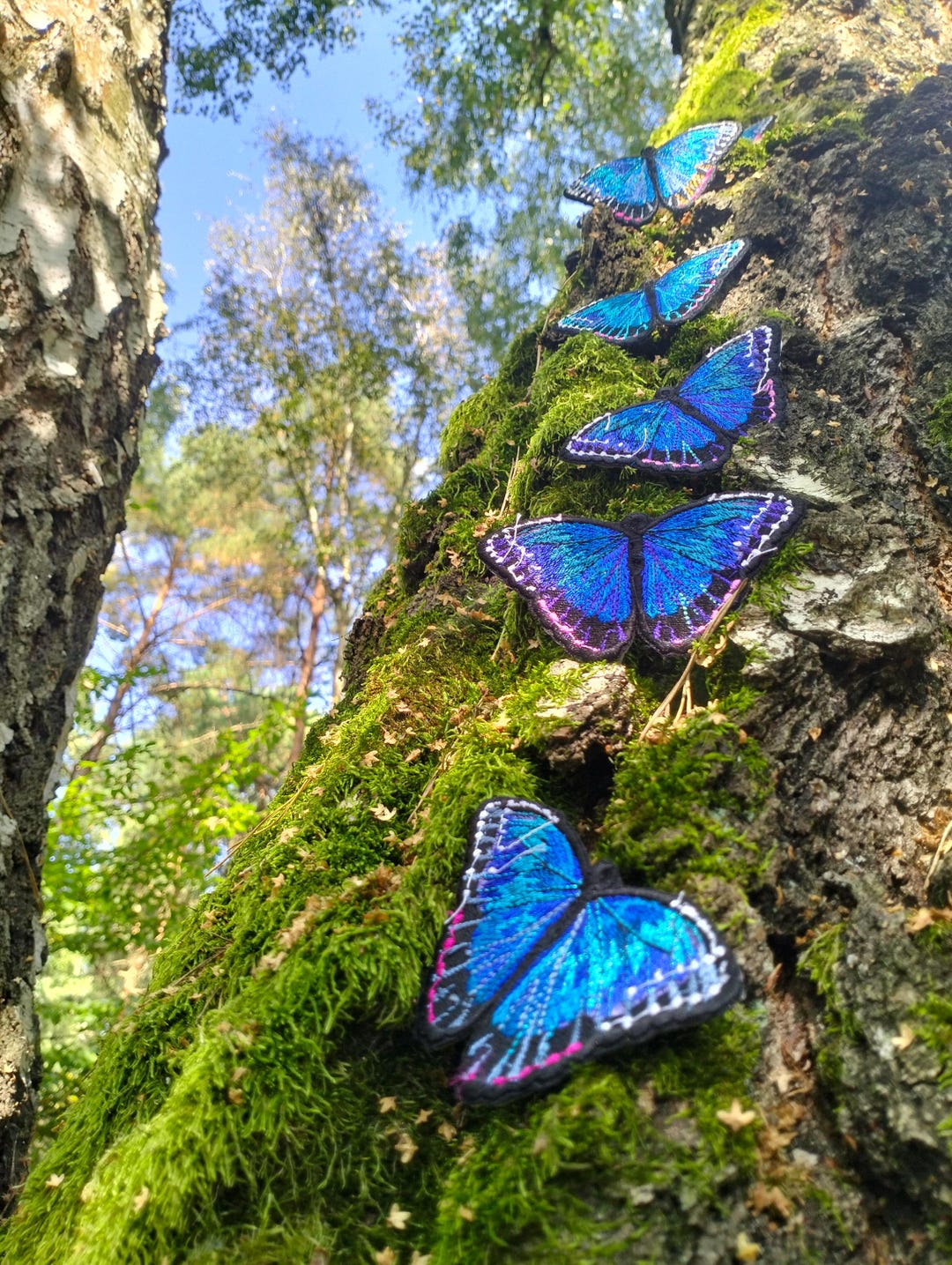 Blue Morpho Butterfly Patch, Embroidered Iron-on Applique, Embroidered ...