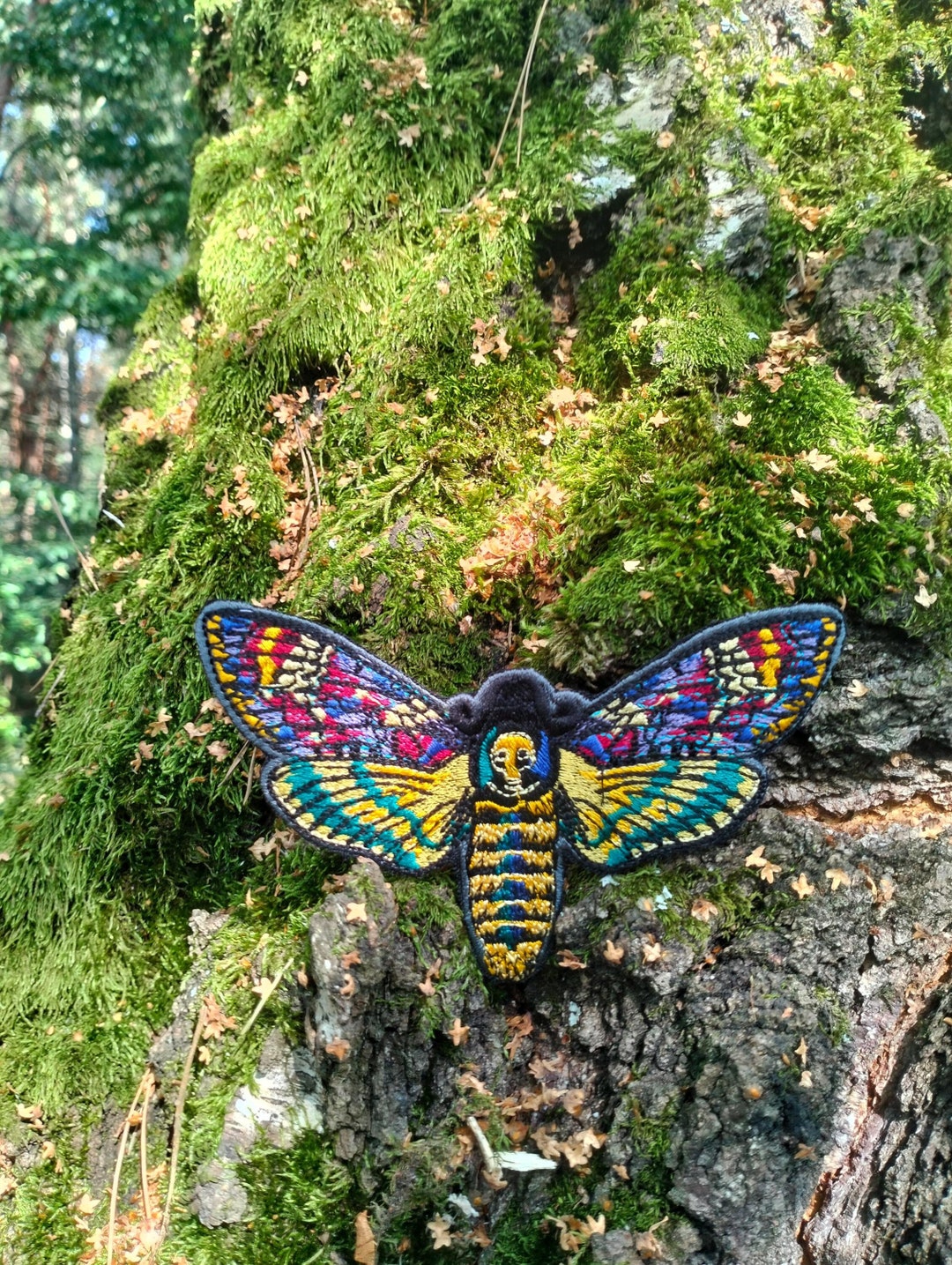 Butterfly Deadhead Patch, Death's-head Hawkmoth Embroidery, Moth Patch ...