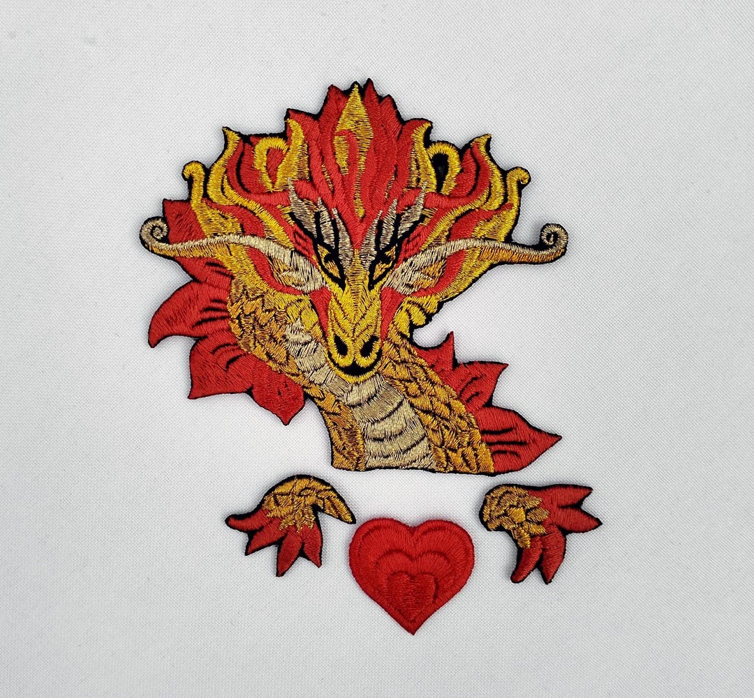 Embroidered Dragon Iron on Patch, Dragon Appliques, Dragon Embroidered ...