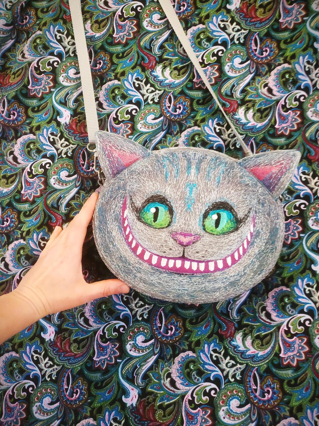 Cheshire Cat Bag, Shoulder Bag With Embroidery, Animal Shaped Bag, Cat ...