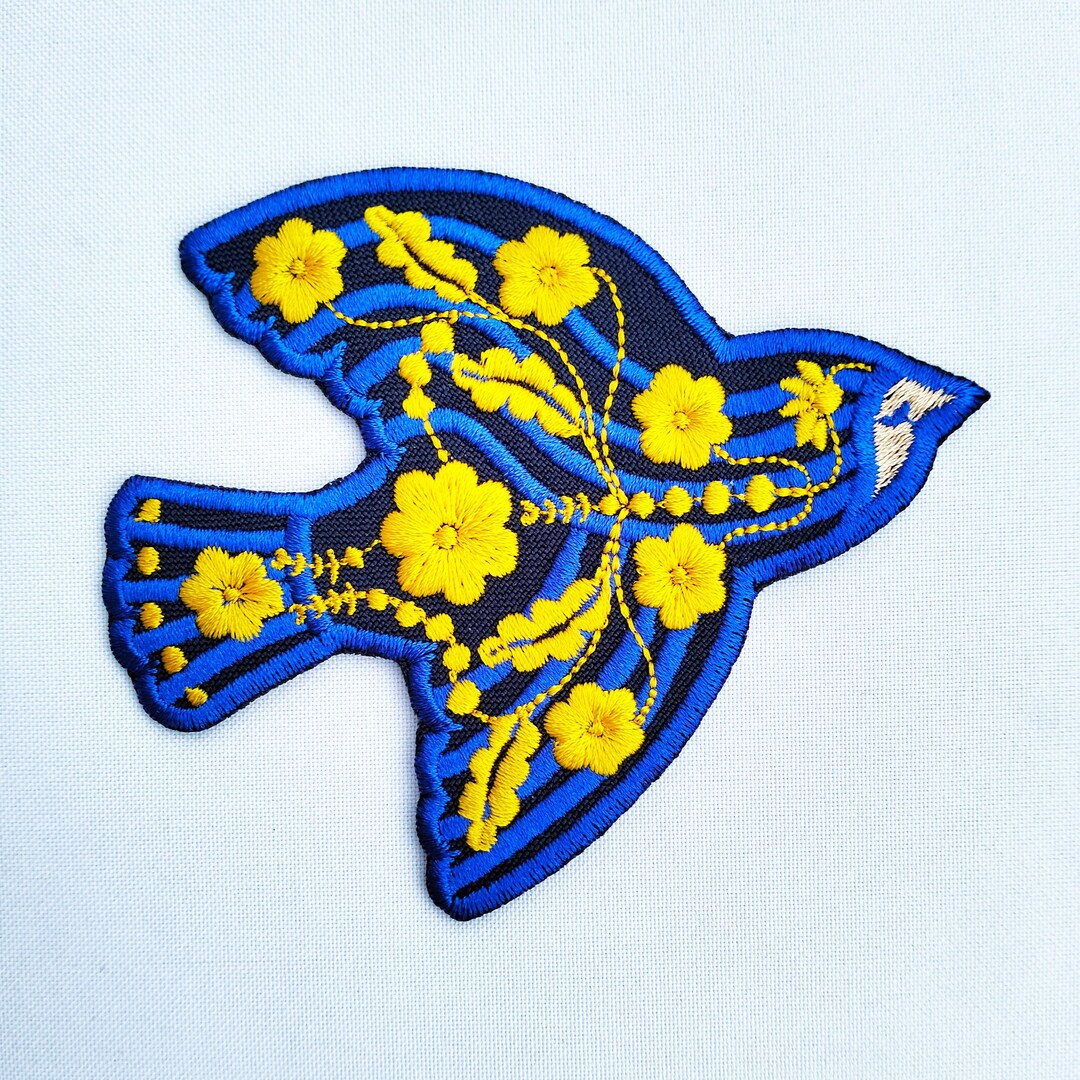 Patch Bird, Embroidery Bird Flowers, Cute Patch With Flower, Ukrainian ...