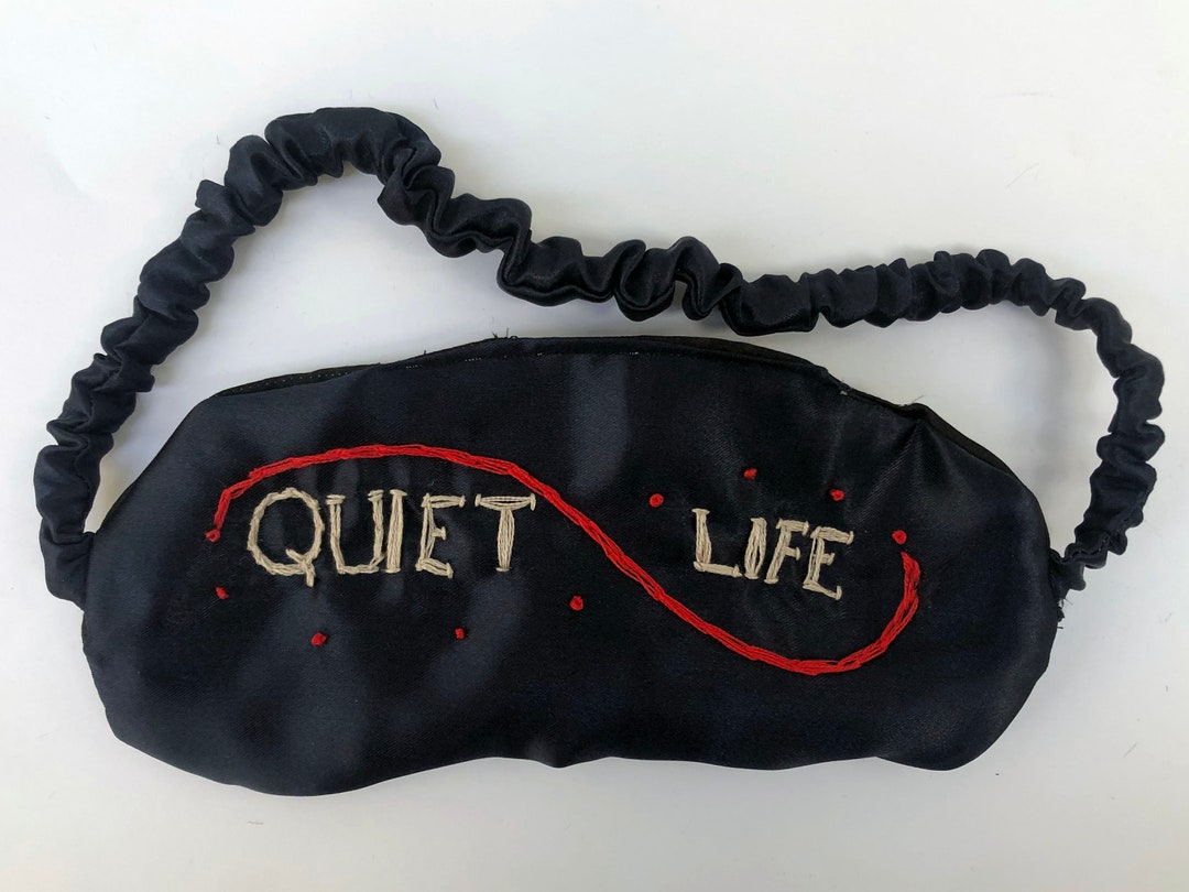 Hand-sewn and Embroidered 'quiet Life' Sleep Mask in Dark Blue Silk ...