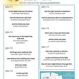 Latin Copywork - Translating John 1:1-7 - PRINT - Etsy