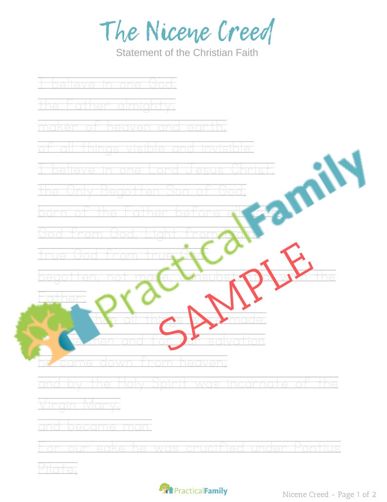 Apostles & Nicene Creeds - English + Latin - Print and Cursive Practice ...