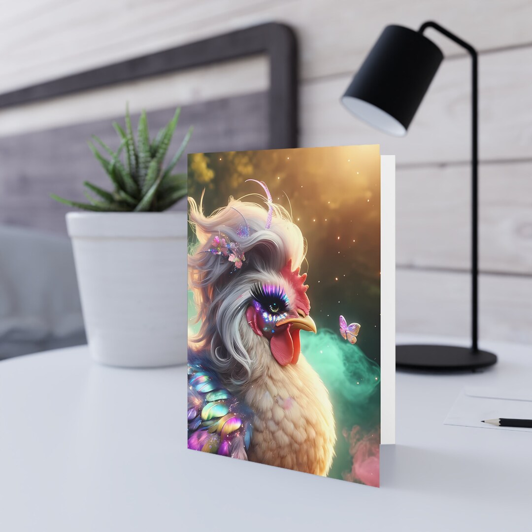 Chicken and Drag Queen Fusion Art Greeting Cards - Etsy