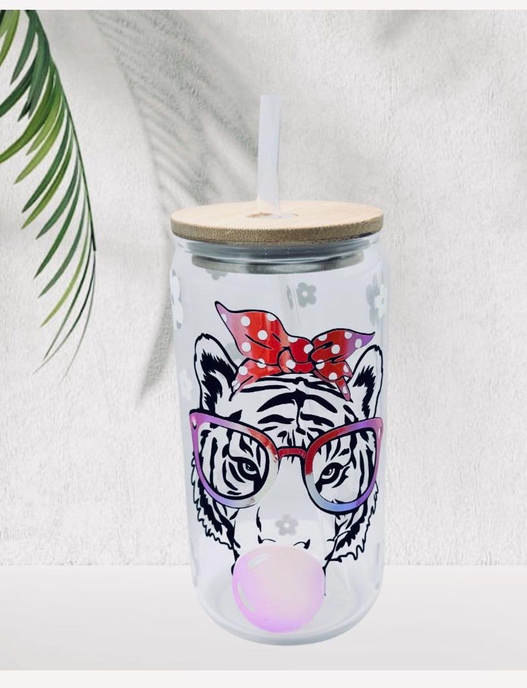 Bubblegum Tiger Libby Glass Can Tumbler, With Glass Straw,made to Order ...