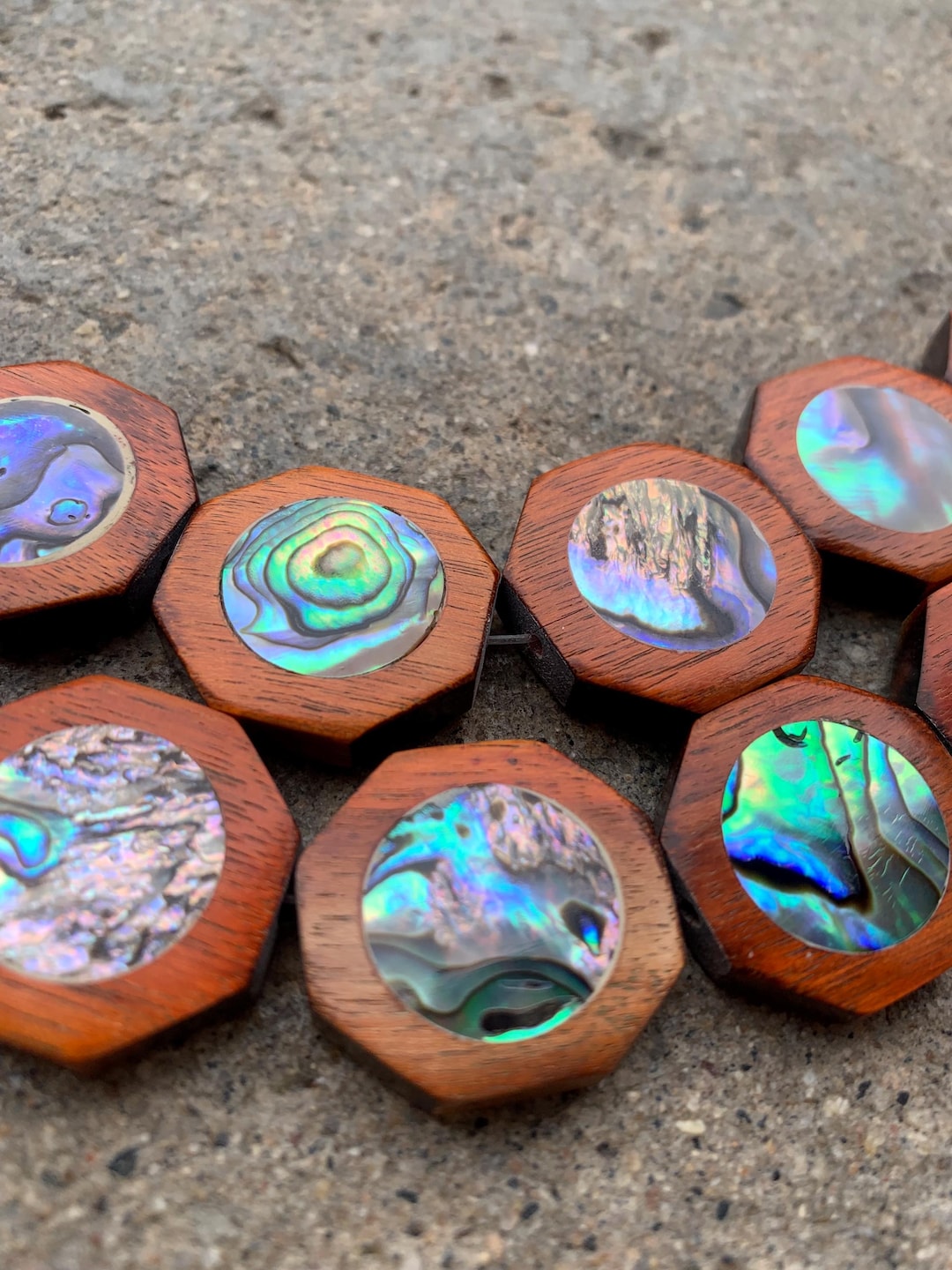24mm Abalone Shell and Sibucao Wood Octagon Beads - Etsy