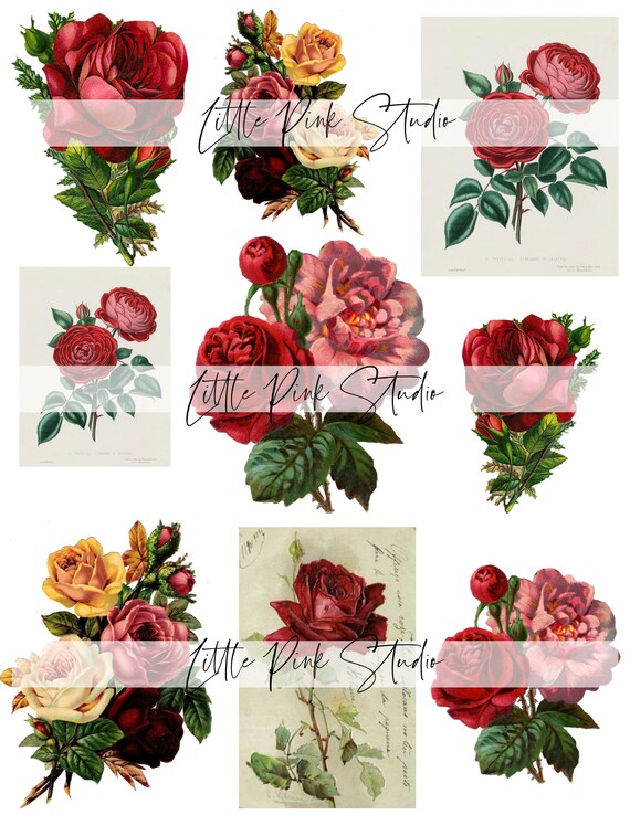 Red Roses for You Printable Collage Sheet | Etsy