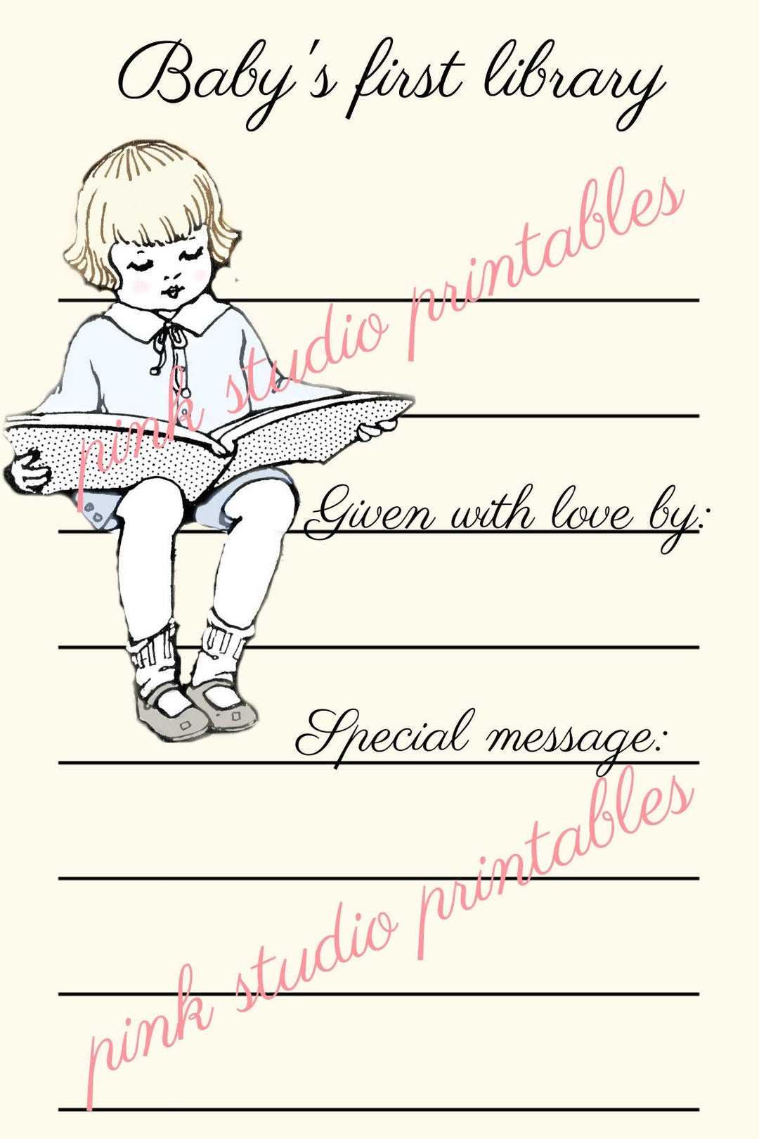 Baby Boy's First Library, Printable Book Plate, Baby Shower Gift ...