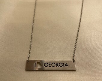 Georgia State Necklace in Gold, GA State Gold Necklace, Atlanta ...