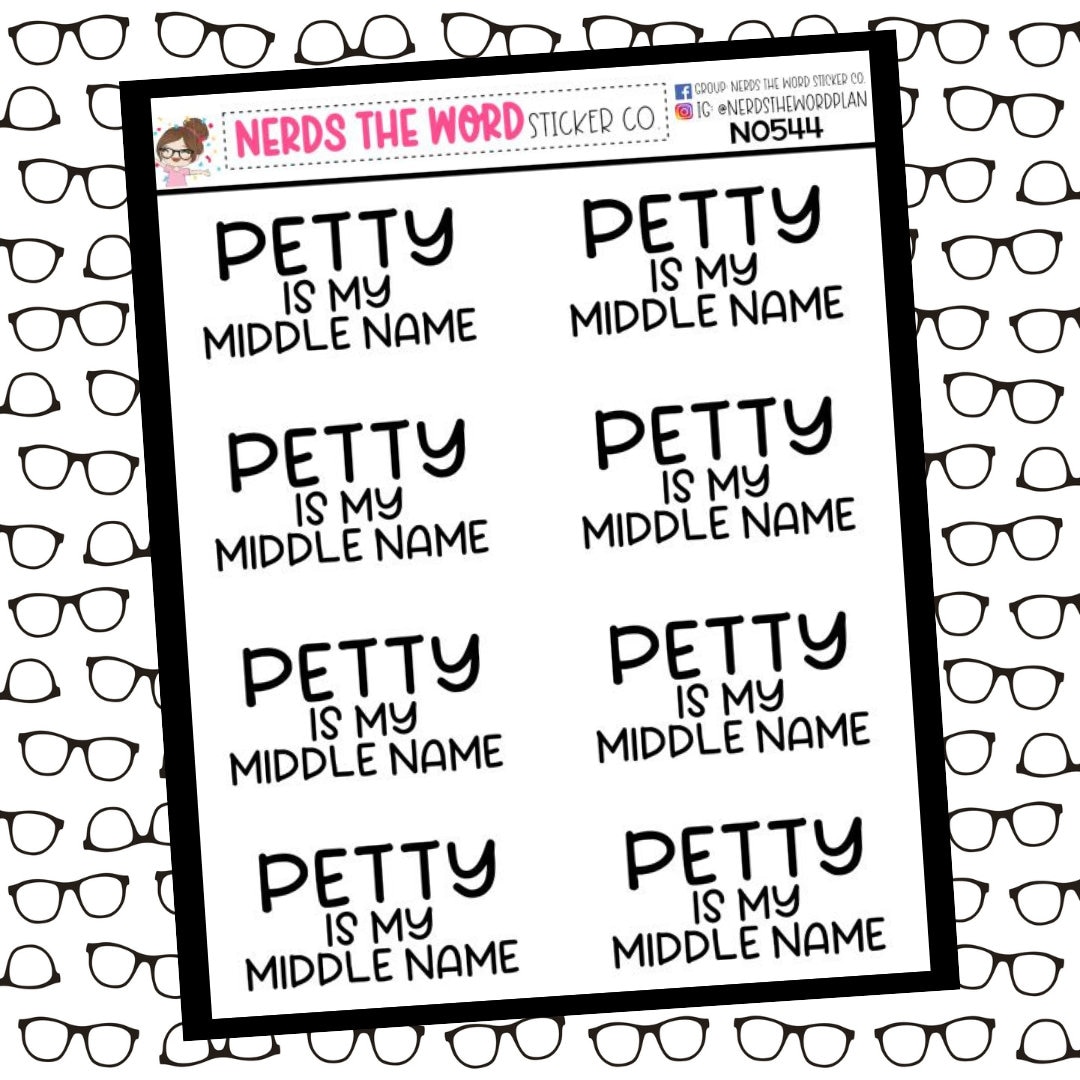 Middle Name is Petty Hand Lettered Planner Stickers - Etsy