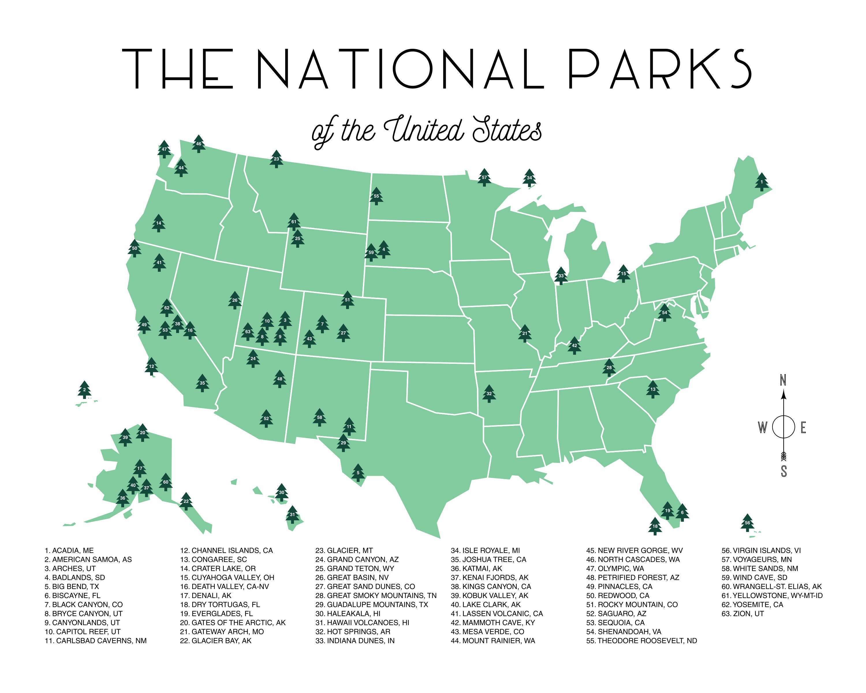 National Parks Map Checklist - Instant Download - Etsy