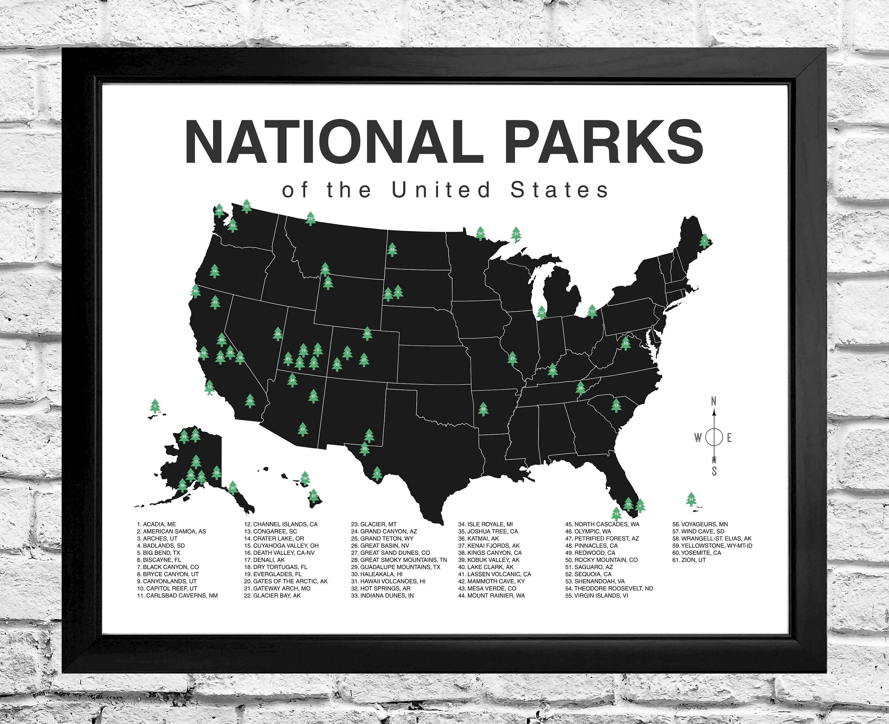 National Parks Map Checklist - Instant Download - Etsy