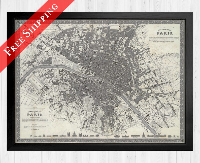 Old Paris Map - Print - Etsy