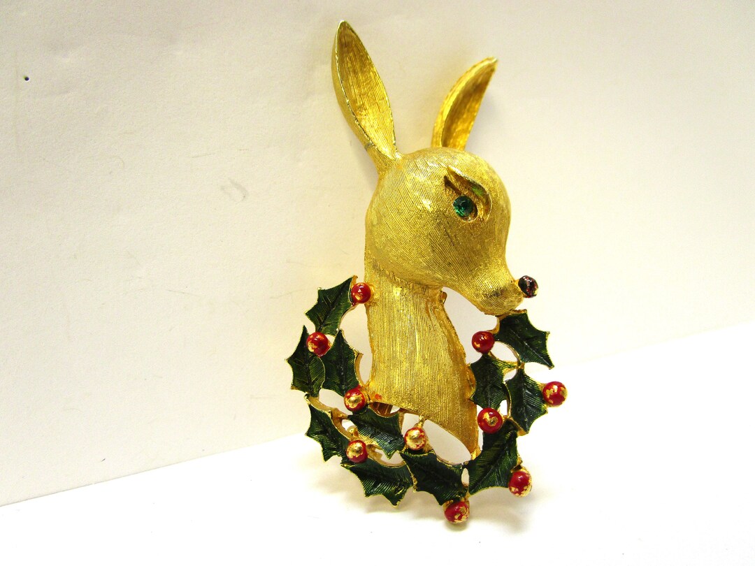 Vintage Christmas Rudolph Brooch Designer Reindeer Christmas Pin ...