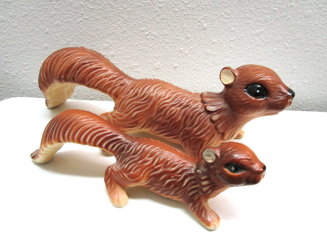 Vintage Ceramic Squirrel Family Large 10 Momma Baby Squirrel Figurines ...