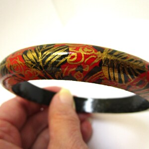 Hand Painted Tropical Theme Paper Mache' Bangle Bracelet Set Colorful ...