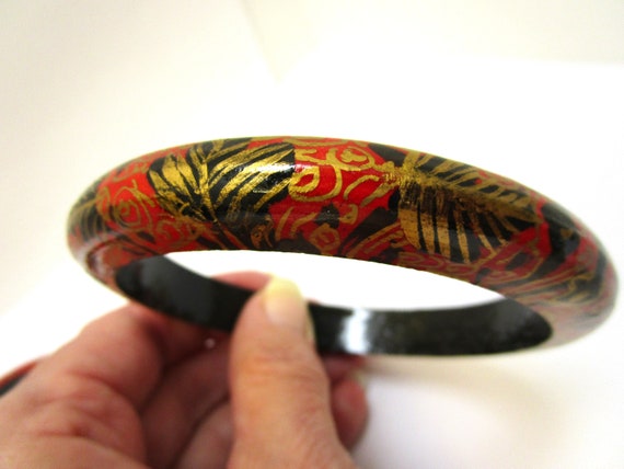 Hand Painted Tropical Theme Paper Mache' Bangle Brace… - Gem
