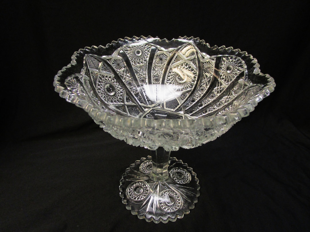Antique ABP Glass EAPG Pedestal Bowl Edwardian Era Imperial Daisy and ...
