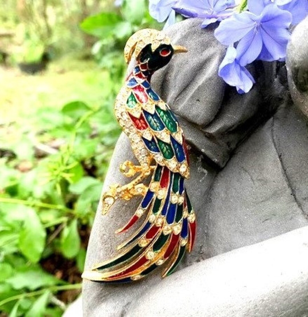 Estate 1940 Marcel Boucher Bird Brooch "jay" Large Gold Plated Crested ...