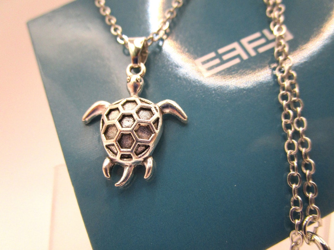 EFFY Turtle Pendant Necklace 18" Silver Rhodium Plated Sea Turtle ...