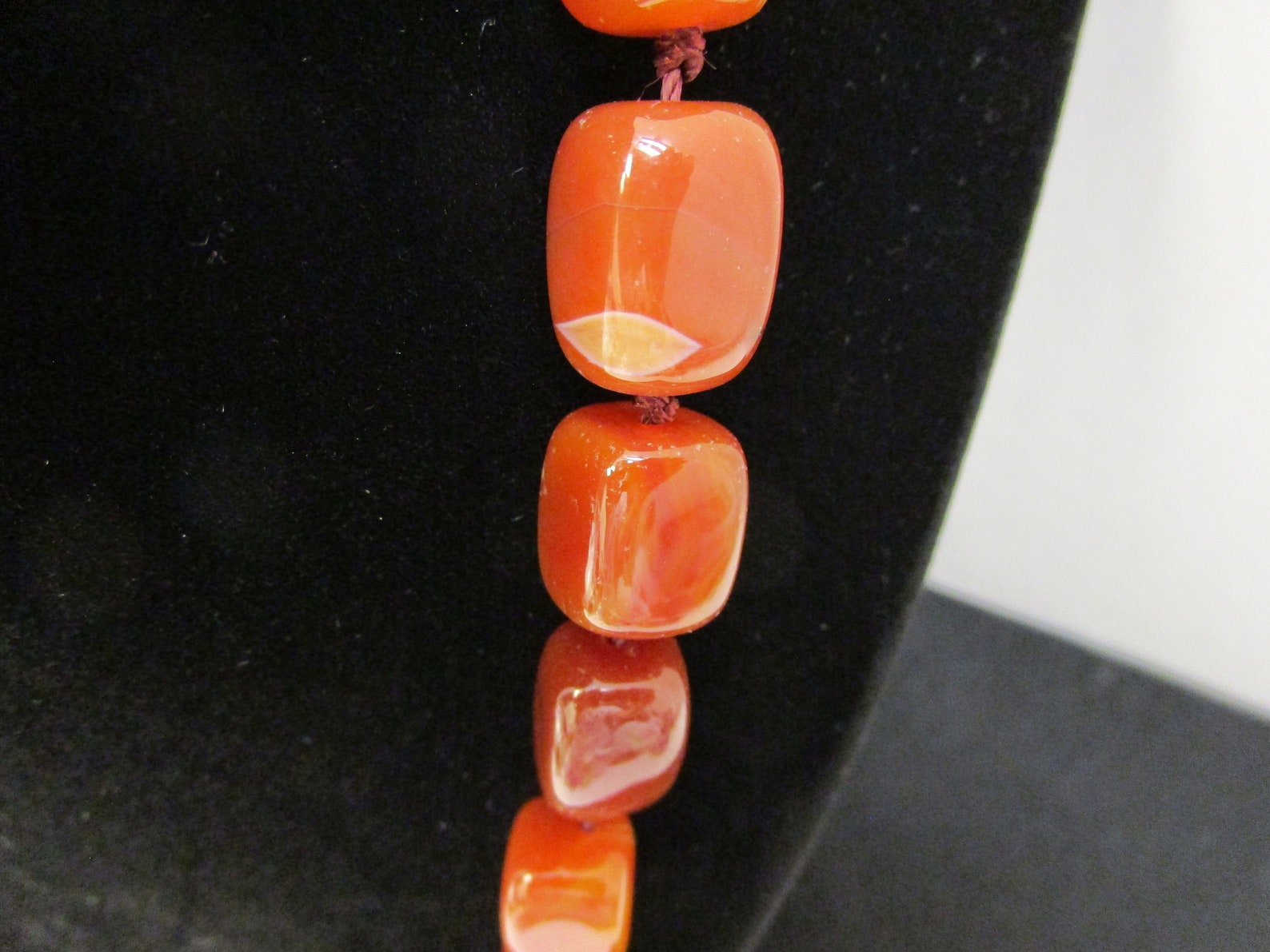 AIL Aluma Designer Carnelian Bead Necklace Large Graduated Natural ...