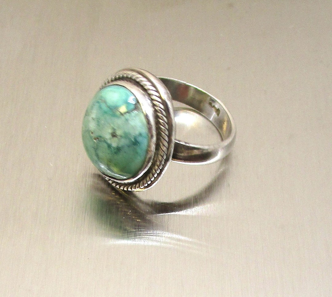 Vintage Estate Sterling Silver Native American Turquoise Ring Large ...