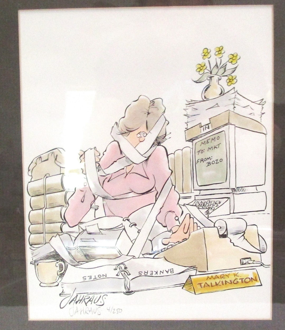 Signed and Numbered Artist Cartoon Drawing by Jon Jahraus Framed Matted ...