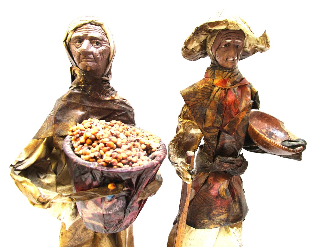 Vintage Mexican Paper Mache Sculptures Man Woman Harvesting Mexican ...