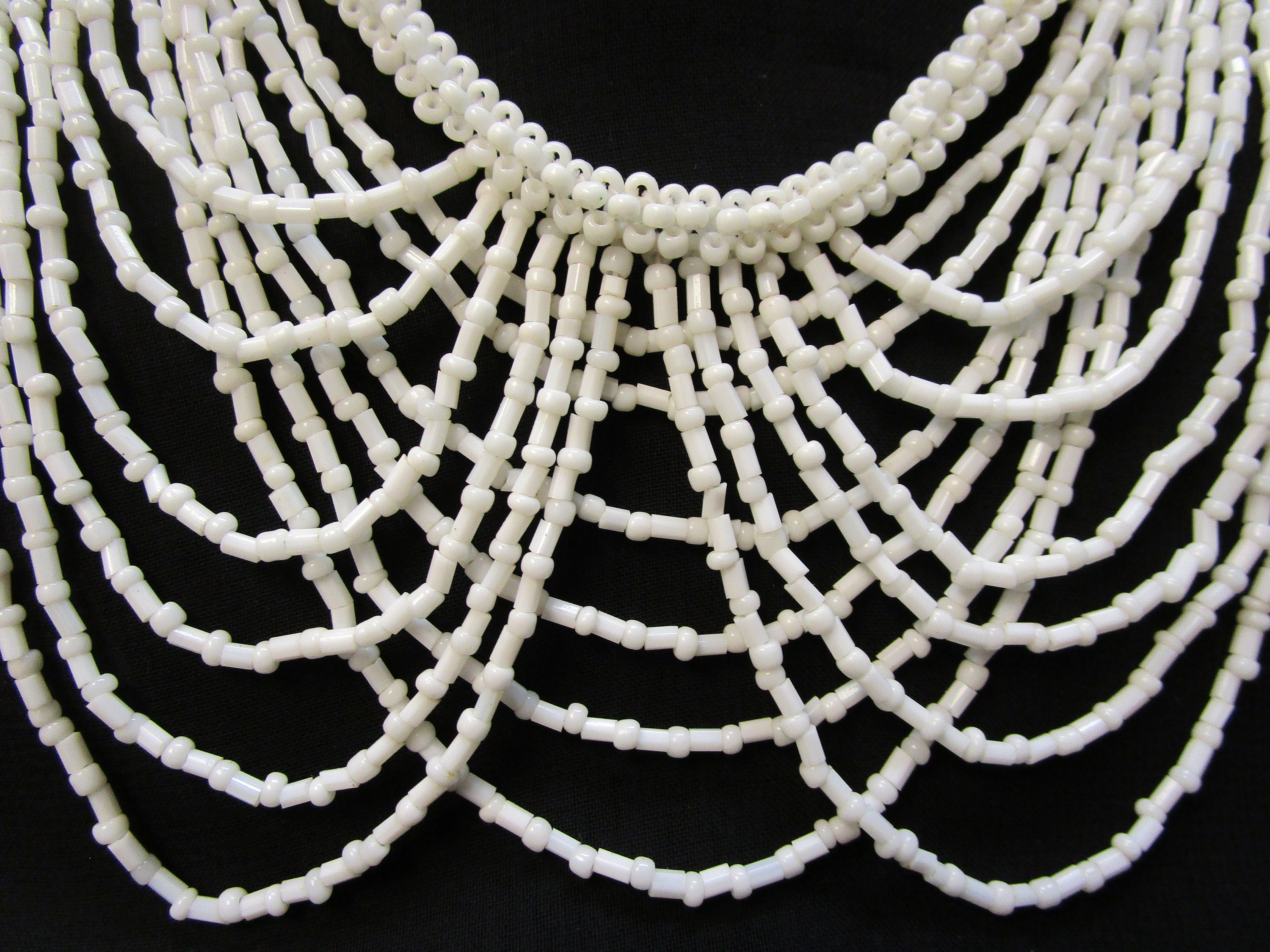 Multi Strand White Bead Swag Bridal Statement Necklace OOAK - Etsy