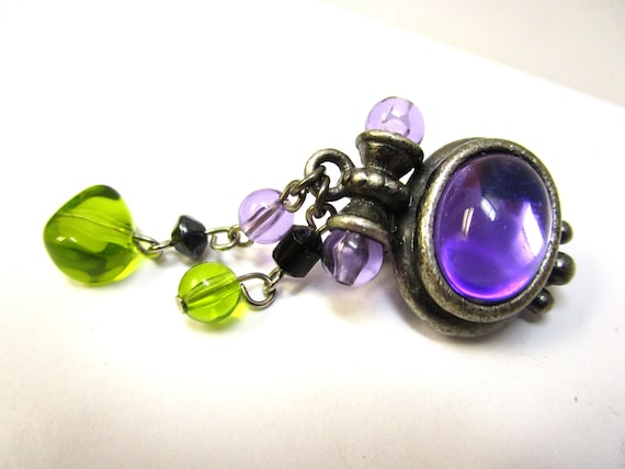 Les Bernard Pewter Amethyst Purple Chartreuse Glass D… - Gem