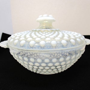 Vintage Baby Blue Hobnail Dew Drop Milk Glass Covered Candy Dish ...