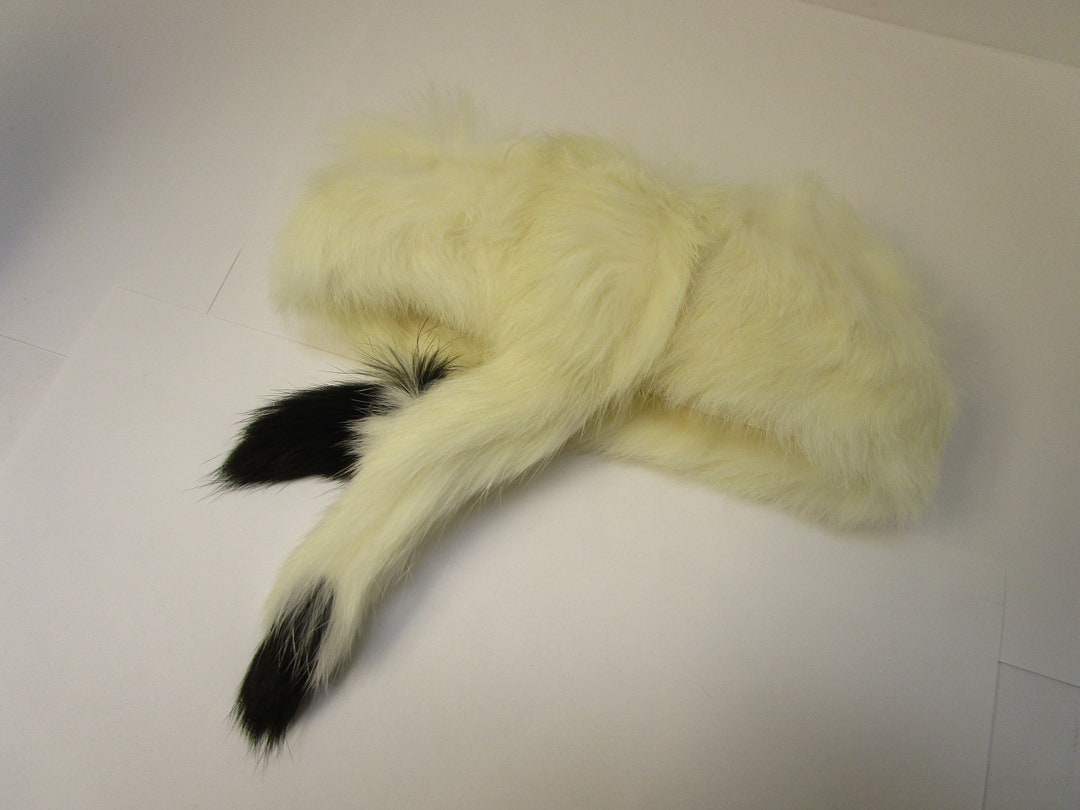Vintage Japan Silk Rabbit Fur Collar Super Soft White Black Feet Rabbit ...