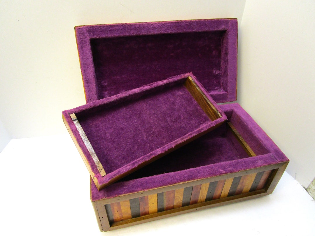 Antique Victorian Wooden Box Large Cedar Inlay Wood Chest Sewing Box ...