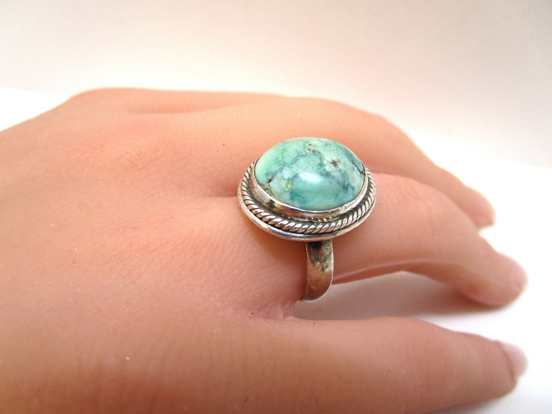 Vintage Estate Sterling Silver Native American Turquoise Ring Large ...