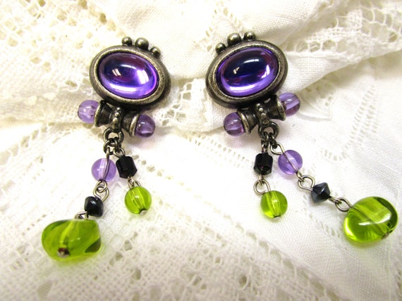 Les Bernard Pewter Amethyst Purple Chartreuse Glass D… - Gem