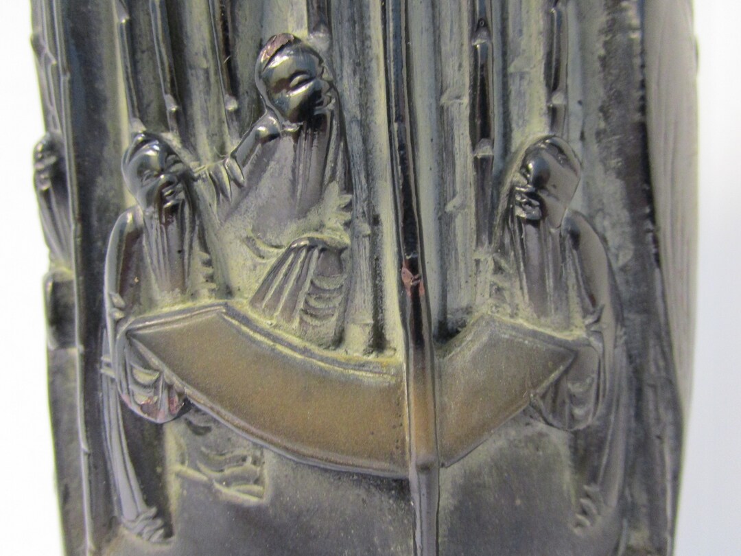 Allegory Japanese Priests With Scroll in Shrine Monastery Sculpture ...