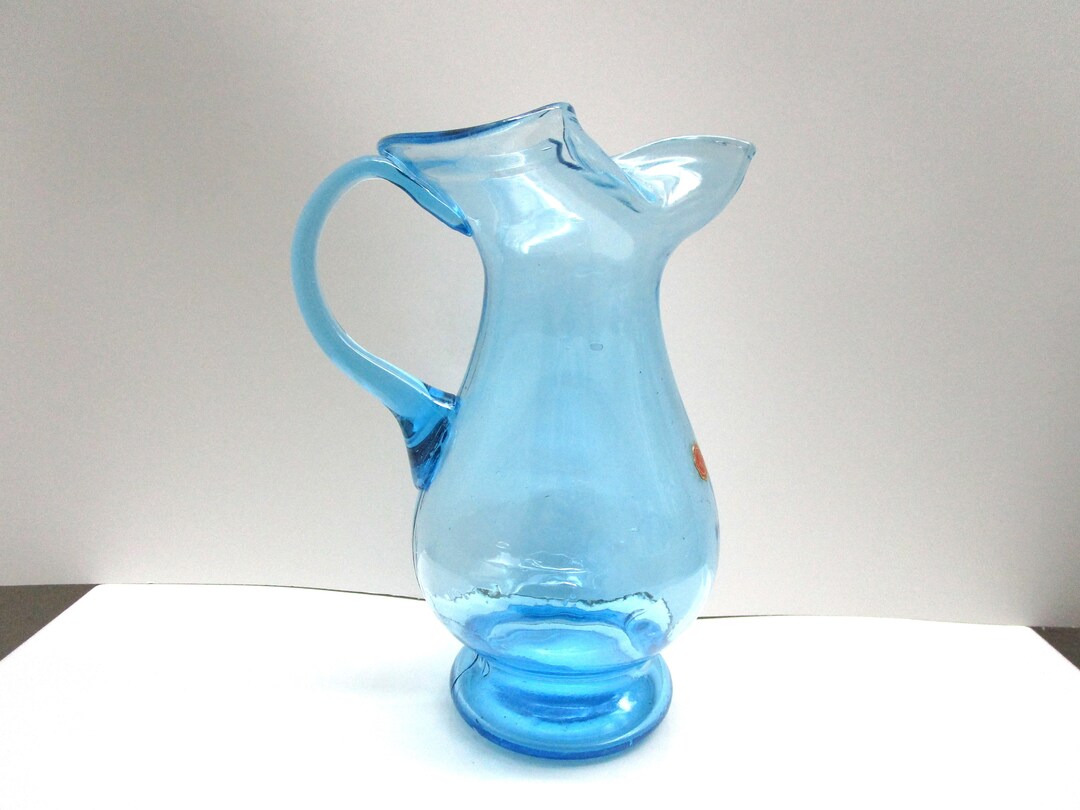 Vintage Italy Venetian Blown Glass Pitcher Pinched Spout Applied Handle ...