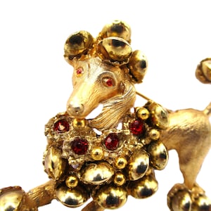 Rare 1950s HAR HARGO Poodle Dog Pin Brooch Large Rare 3D Gold Tone Red ...