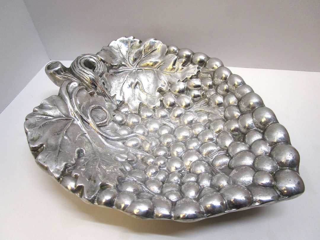 Antique Pewter Large Bowl Grapes Leaves Vines RPW Wilton Co Pewter Bowl ...