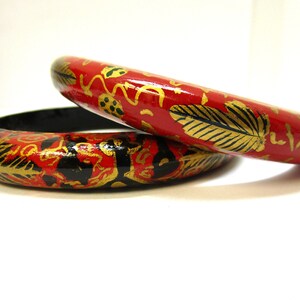 Hand Painted Tropical Theme Paper Mache' Bangle Bracelet Set Colorful ...