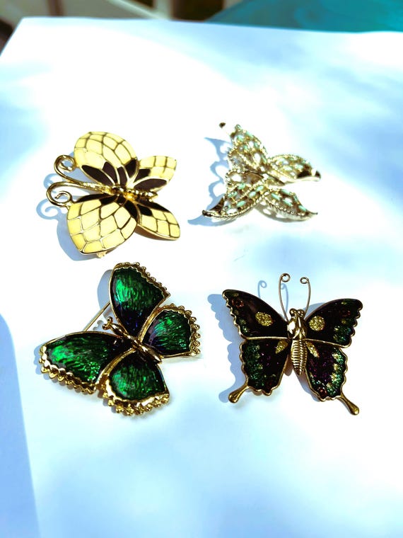 vintage iridescent blue butterfly - Gem