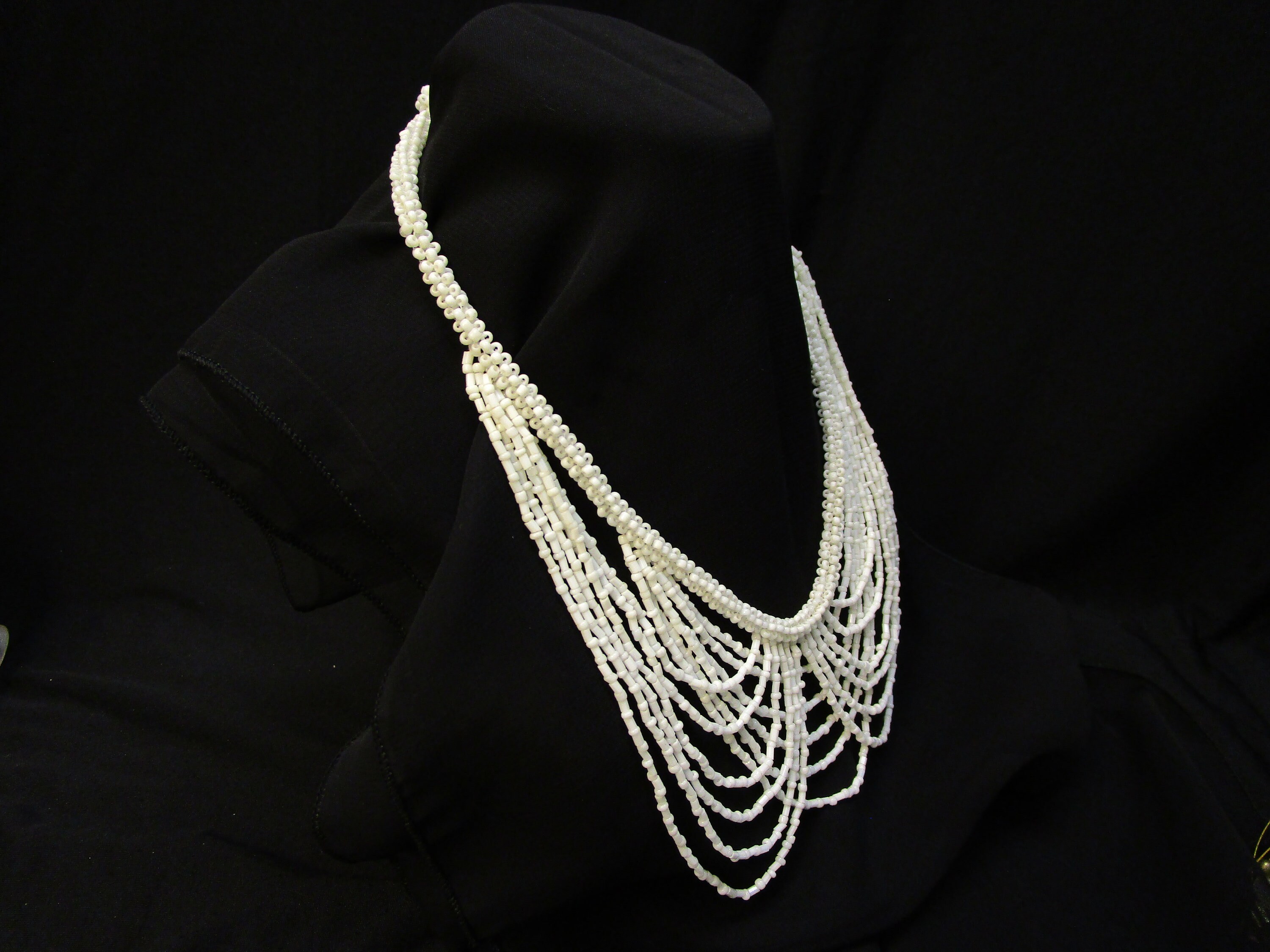 Multi Strand White Bead Swag Bridal Statement Necklace OOAK - Etsy