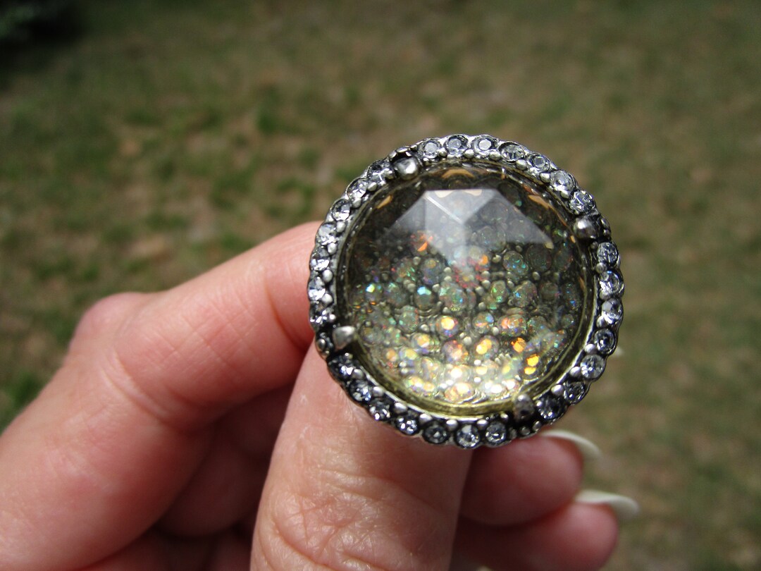 Vintage PD Silver Ring Crystal Statement Ring Multi Stone Silver ...